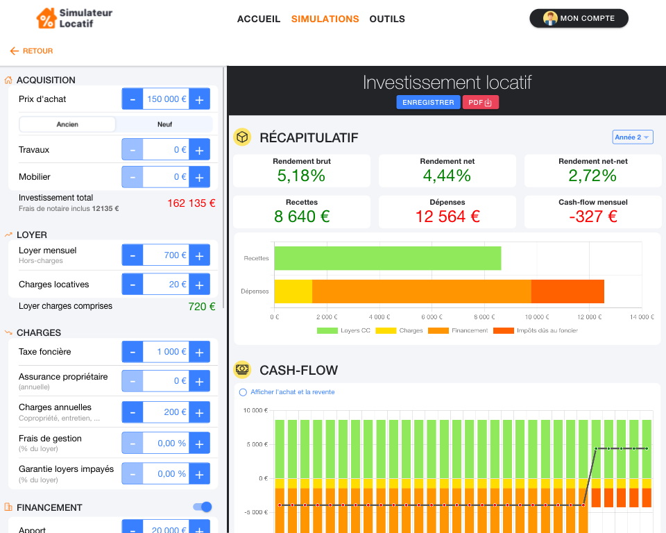 Simulateur Locatif | Calcul de Rendement Locatif
